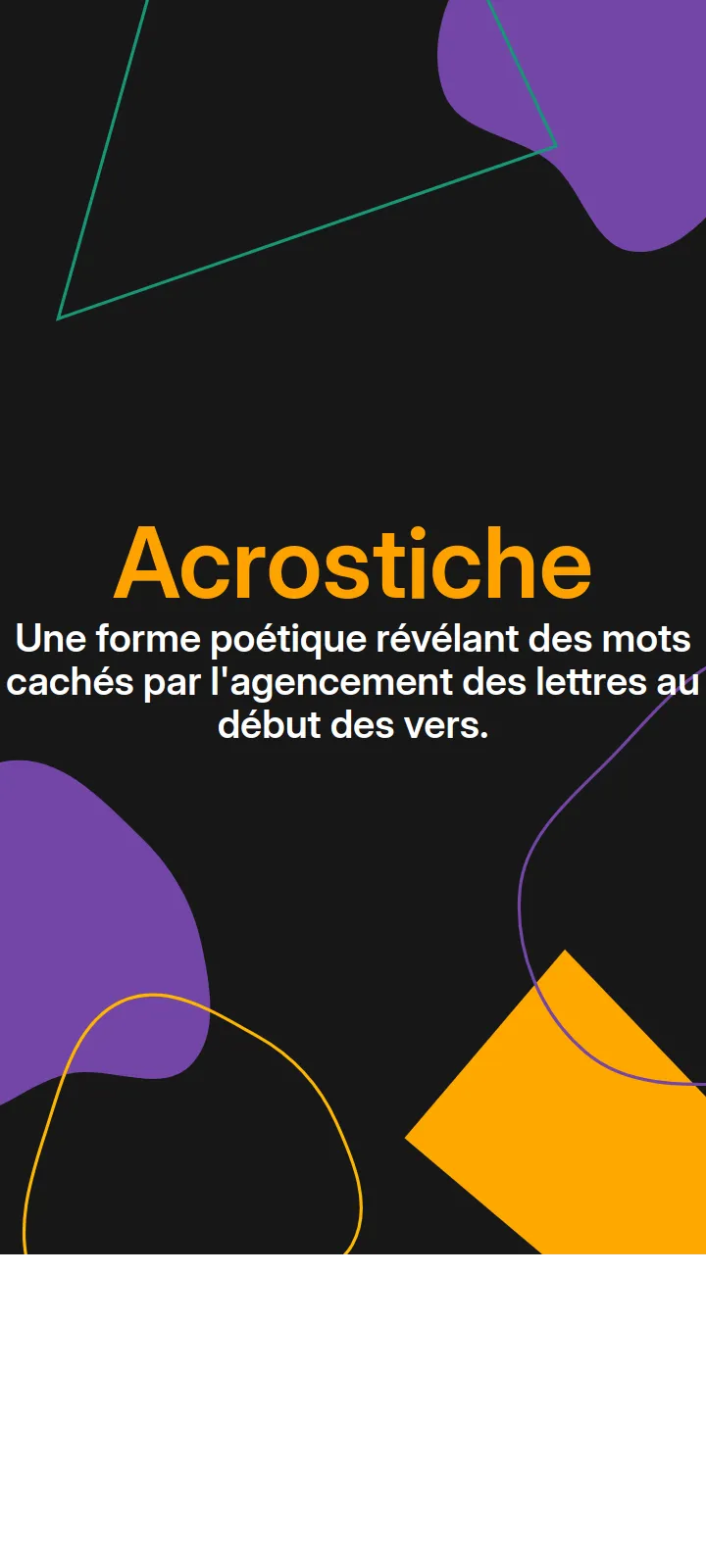 Acrostiche - Un Poème pour chaque instant